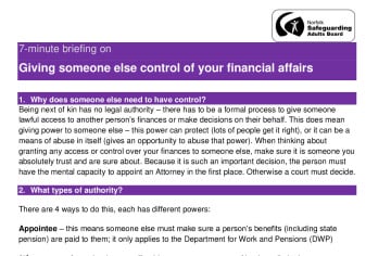 7 minute briefings | Norfolk Safeguarding Adults Board